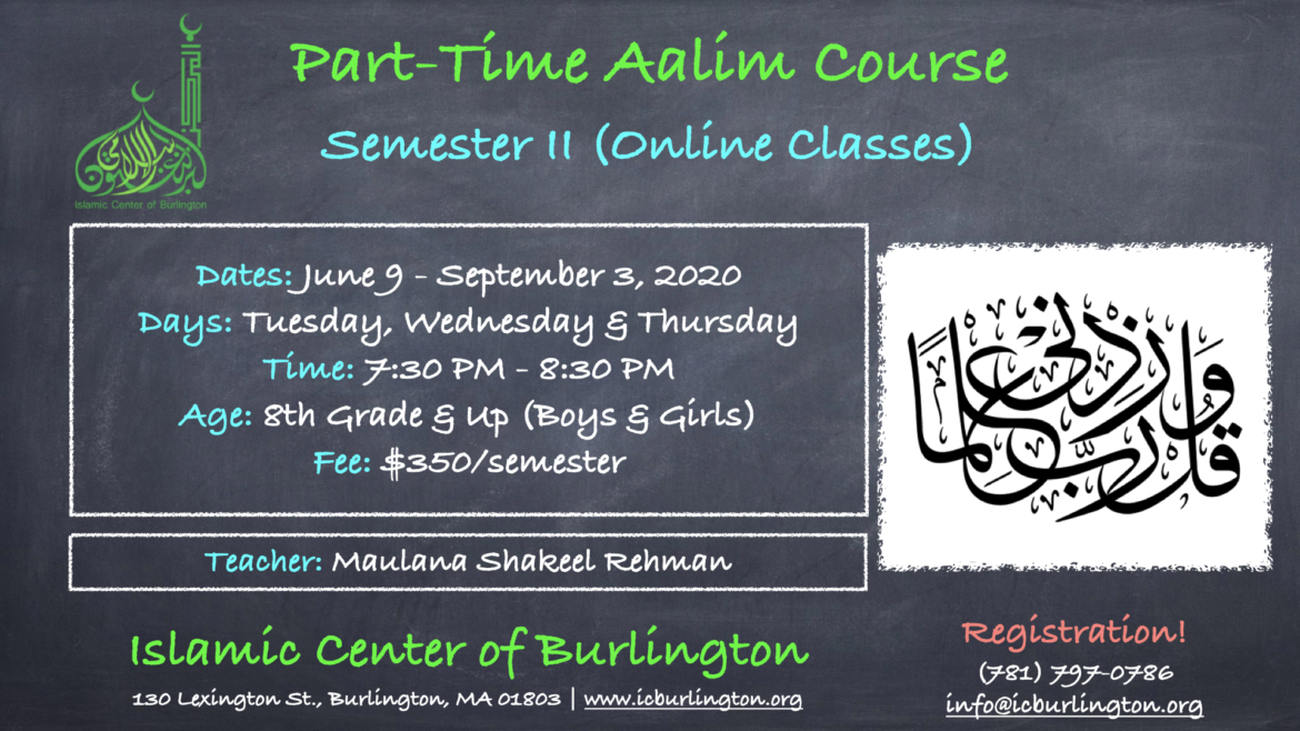 Part-Time Aalim Course – Islamic Center of Burlington