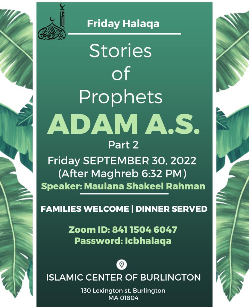 Stories of Prophets: Adam (A.S.) – Part 2 – Islamic Center of Burlington